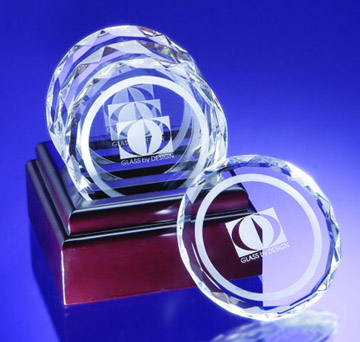 Executive Collection | Crystal Coaster Set (Pacific Etched Glass & Crystal)